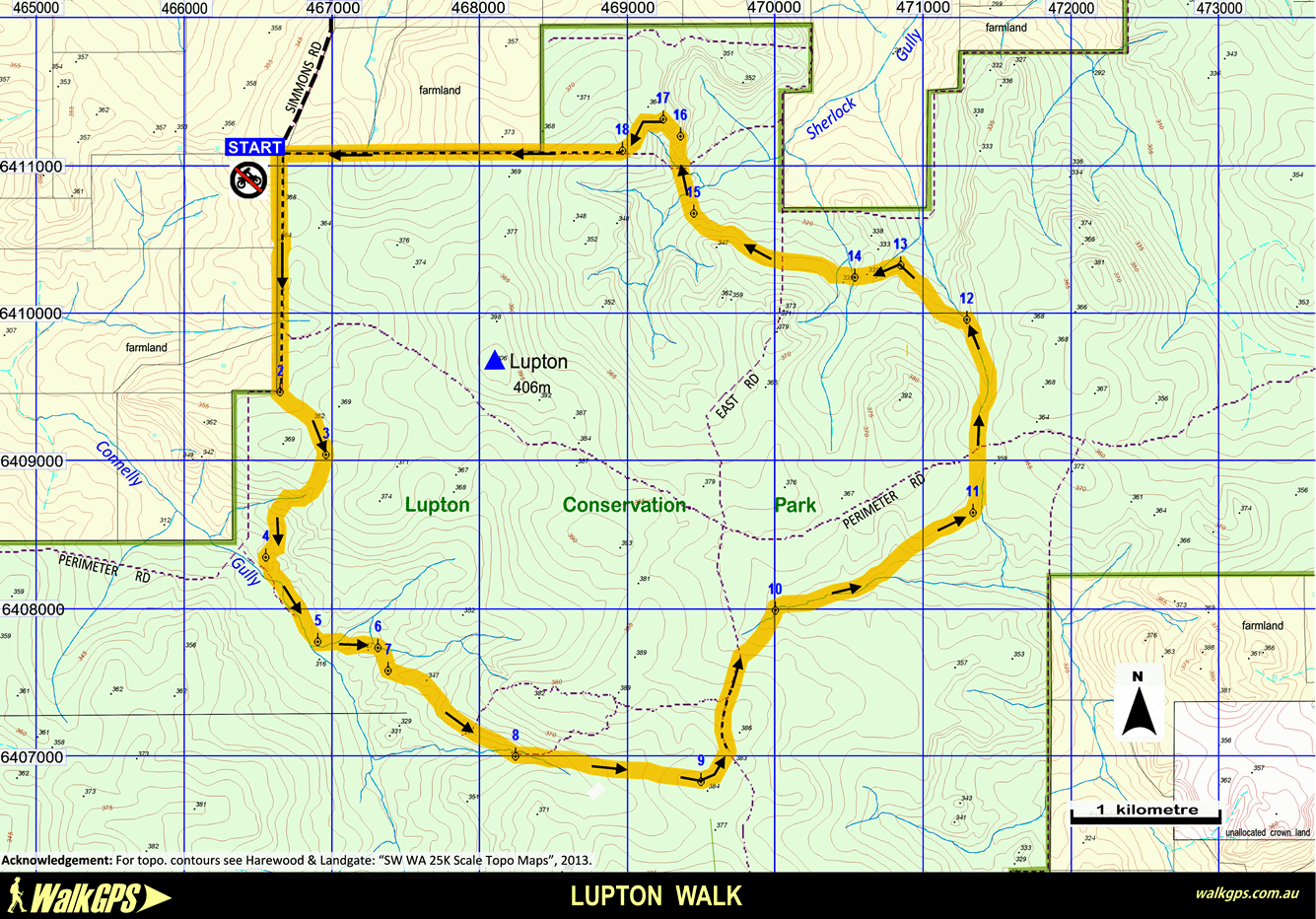 Lupton Walk, WalkGPS bushwalk, Darling Range, near Perth, Western Australia